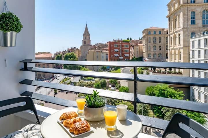 Studio Climatisé Avec Vue Sur L'hôtel Dieu - Jardin de la Magalone de Marseille