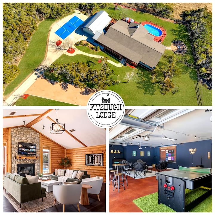 Fitzhugh Lodge: Pool, Poker, Pickleball, Sleeps 15 - Dripping Springs, TX