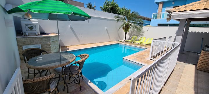 Piscina Aquec, Sobrad Frente Mar, Churras 4quartos - Peruíbe