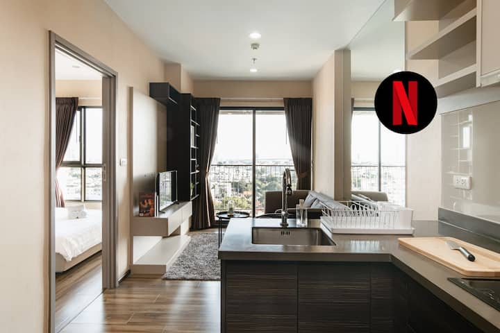2m-bts@modern 1br W/pool+netflix Near Icon Siam - Bangkok