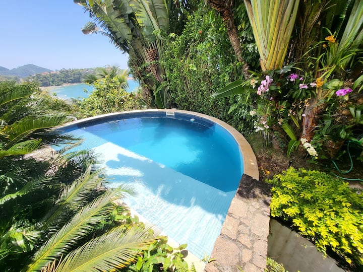 Casa No Tenório, No Morro, Vista Mar E Pé Na Areia - Ubatuba