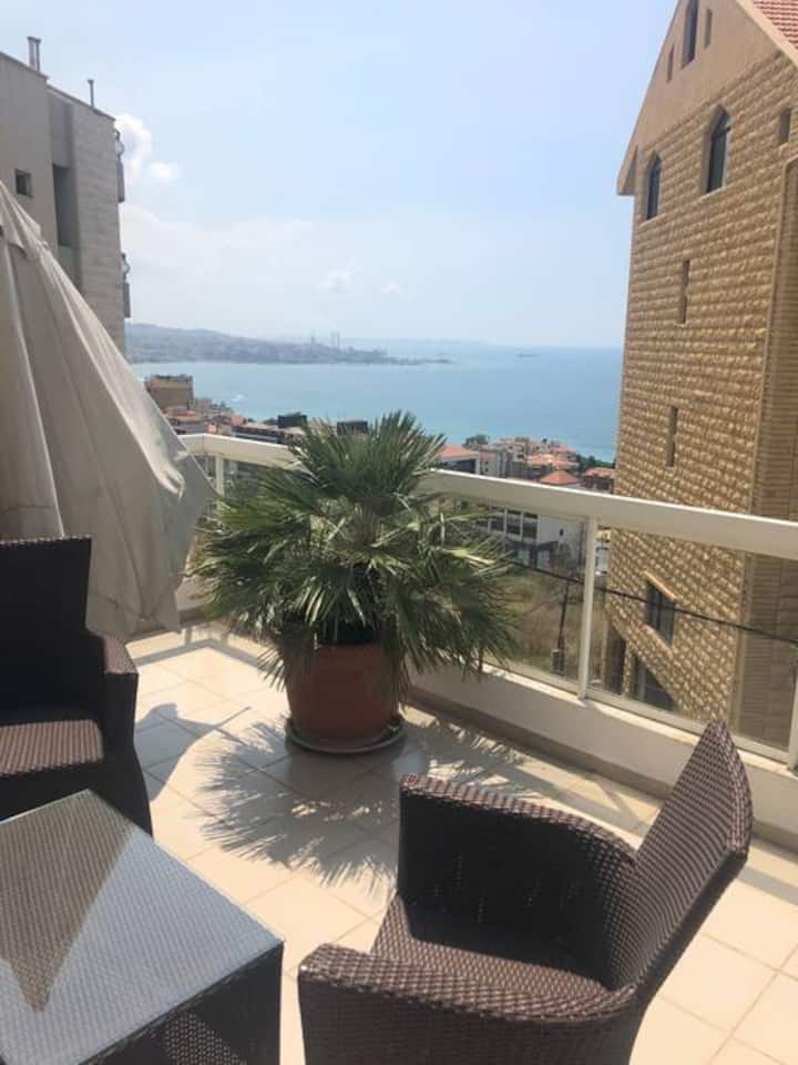 1-bedroom Apt With Sea View Terrace In Kferhbab - Liban
