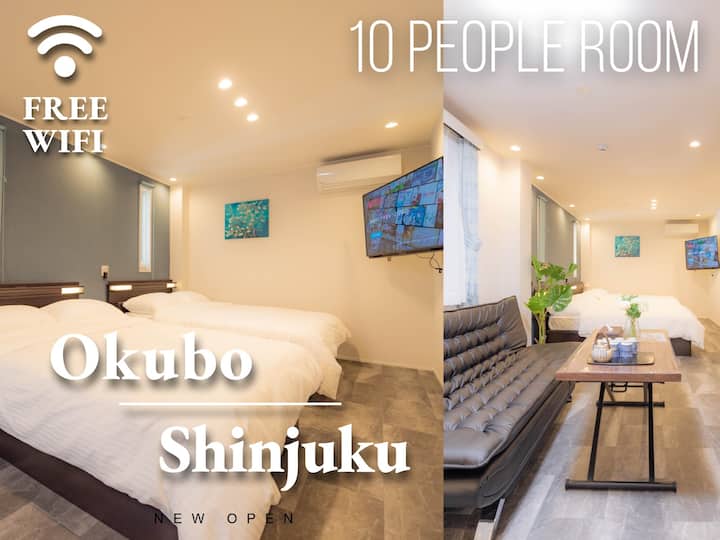 Shinjuku｜okubo 1min｜jp Family Stay｜10pax｜wifi｜201 - Tokyo