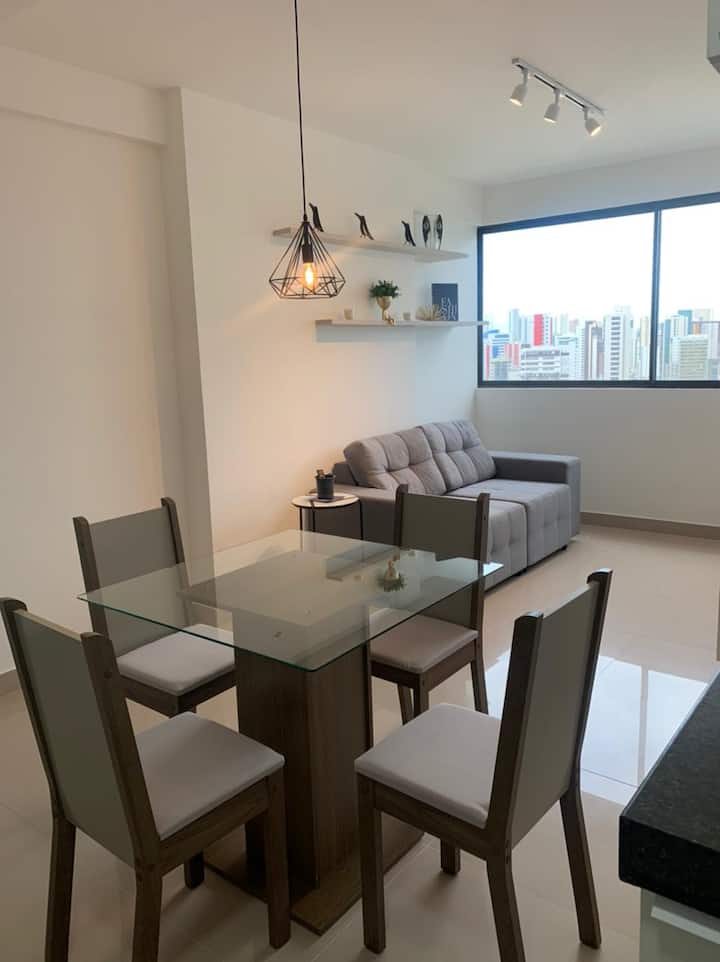 Lindo Flat Quarto/sala Em Boa Viagem - Completo A - Recife