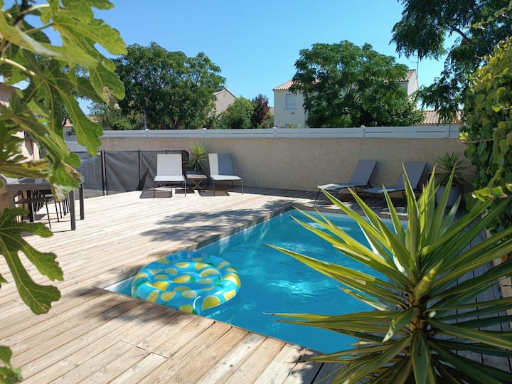 Belle Villa Plein Pied Avec Piscine Sécurisée - Palavas-les-Flots
