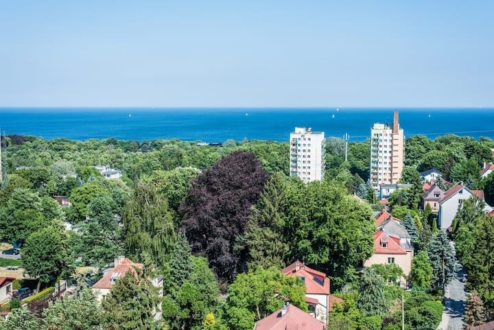 Sopot-beautiful Sea View! Beach 12min, Hammock - Gdynia