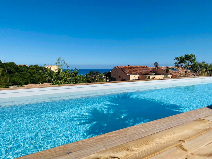 🏖T2 "U Castagnu" Vue Mer Avec Piscine. - Solenzara