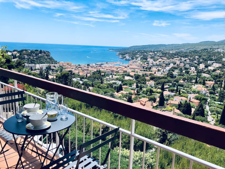 Cassis, Vue Sur La Mer, Le Village Et Les Vignes - Plage de Cassis