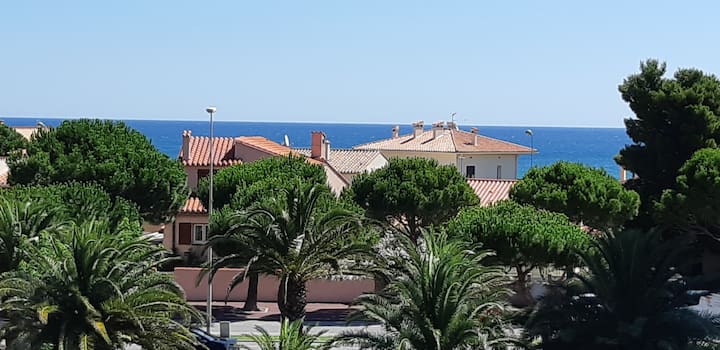Appt Traversant T3, 60m2-belle Vue Mer, 250m Plage - Saint-Cyprien
