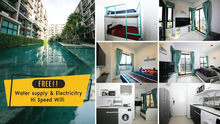 Cozy 2 Rooms Fastwifi Freewater&elec-family&group - 푸켓