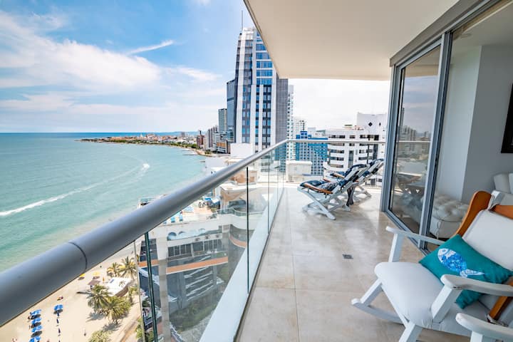 Beachfront Luxury Condo In 17th Floor -Morros City - Cartagena de Indias