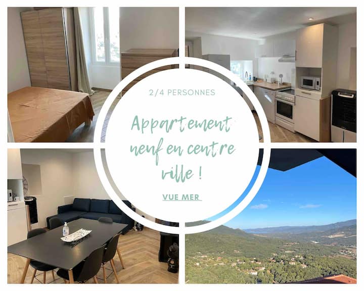 Appartement 2/4 Pers Neuf En Centre Ville, Vue Mer - Sartène