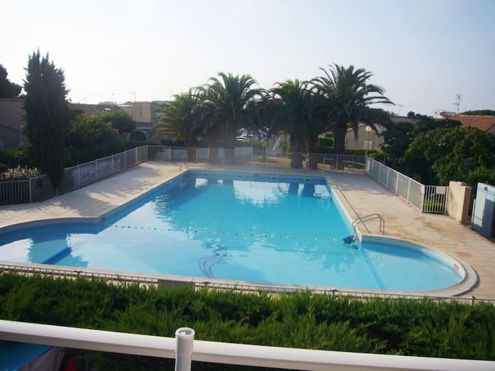 Studio + Piscine Et Parking à 200m De La Plage - Sauvian