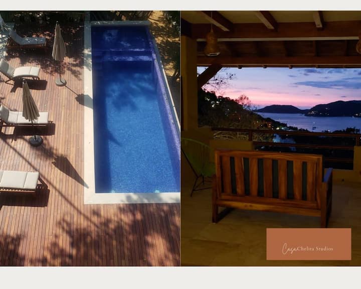 2espectacular Vista A La Bahía, Studio Y Piscina. - Zihuatanejo