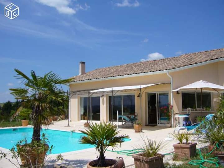 Villa 12 Personnes, Vue Panor, Piscine Priv, Calme - Lot-et-Garonne