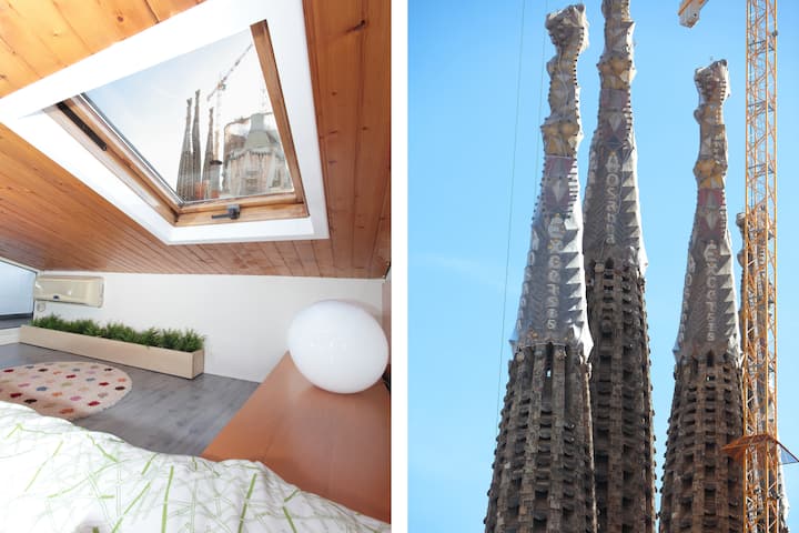 Sagrada View From Bed + Private Balcony - Barcelona