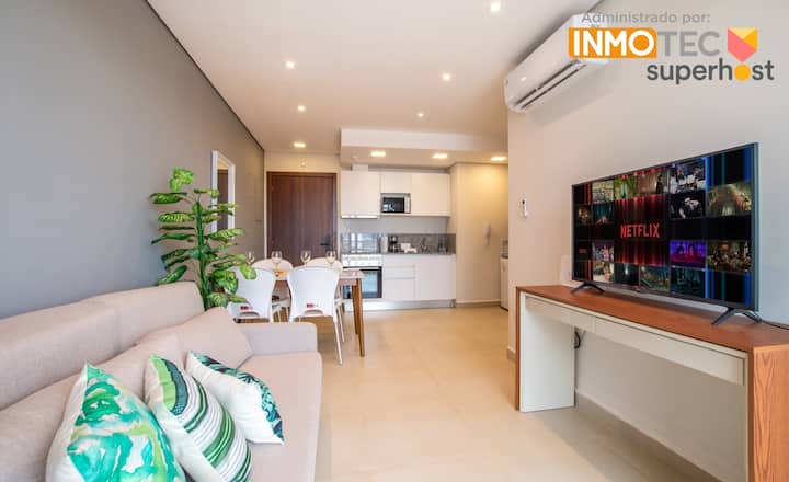 Comfy 1br Apt W/ Balcony, Private Bbq + Free Pk - Asunción