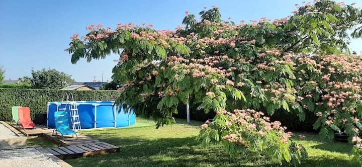 Chambre Privatisée Avec Tv, Douche Et Toilette Ou Maison Avec Tout Accès.
Terrase, Barbecue, Piscine Tubulaire, Table De Ping-pong, Billard, Poêle à Bois.
Commerces à 1km Et Super U à 2 Km.
Vu Château De Montgeoffroy. - Bauné