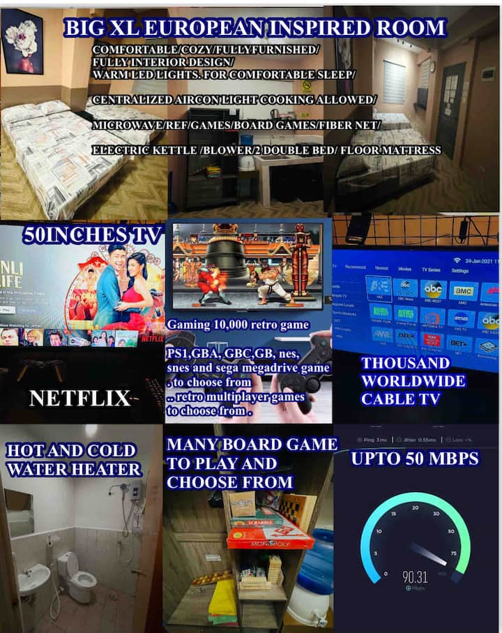 Netflix+sanitize+fiber Net+cable Tv+games Big Room - 馬尼拉