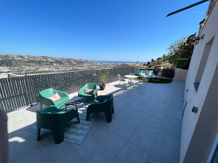 Bas De Villa 2p, Terrasse, Vue Mer, Plage à 10mn - St-Laurent-du-Var