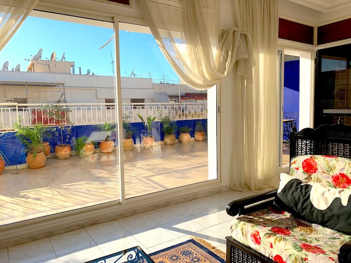 Private Room In Penthouse – Large Terrace, Central - Rabat