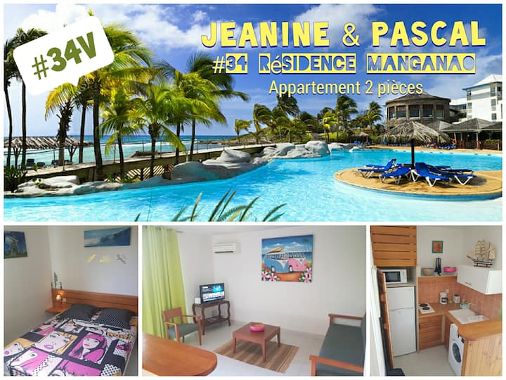 #34v ~ Rés. Manganao ~ T2 40m2 ~ Plage & Piscine - Saint-François