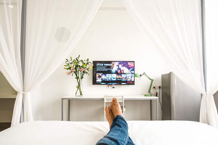 French Style, All White, Studio Apartment - Delhi