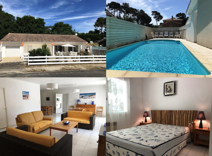 Villa De 4 Dormitorios Con Piscina A 400 Metros De La Playa Para 10 Personas - Lacanau