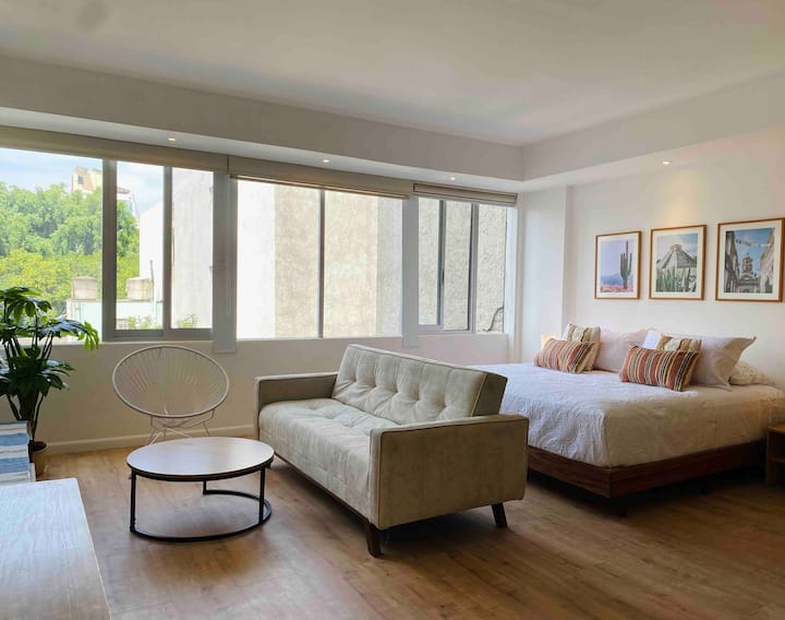 Charming Loft, Best Location, Parking & King Bed - Mexico City