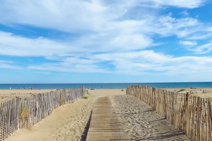 Le Calypso - T3 50 M. Plage Parfait Pour Familles - Marseillan
