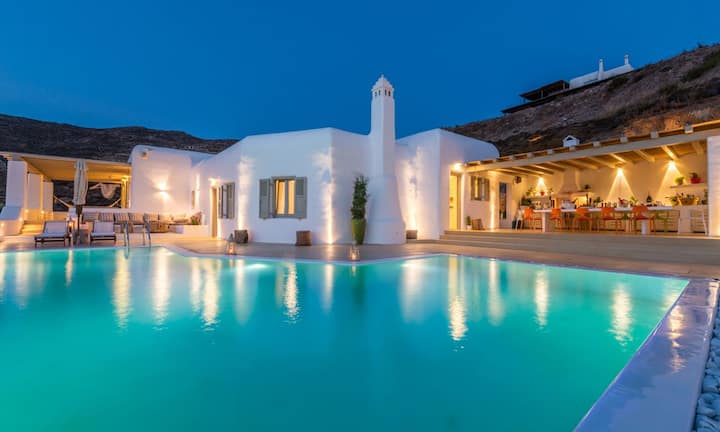 Ftelia 8br Villa With Pool & Sea View - Mykonos
