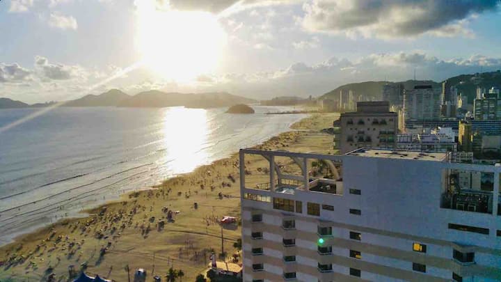 Brilho Do Mar: Varanda Vista Para O Oceano - Santos, Brasil