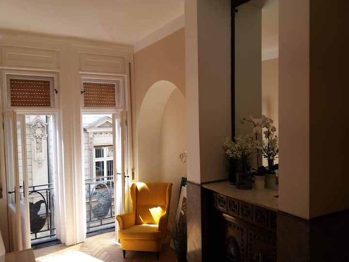 2 French Balconies Over Shopping Street - Budapest