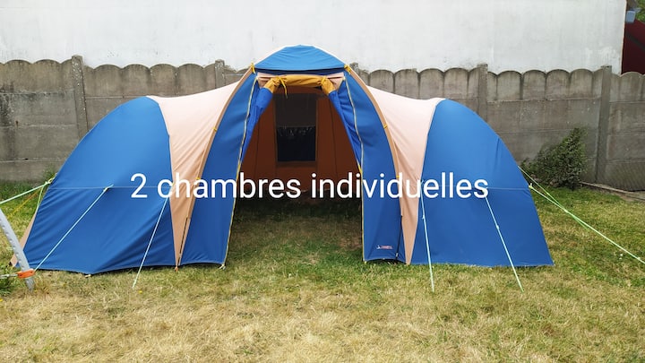 Tente Bleue: 2 Chb 1 Pers Avec Matelas Confort - Plougrescant