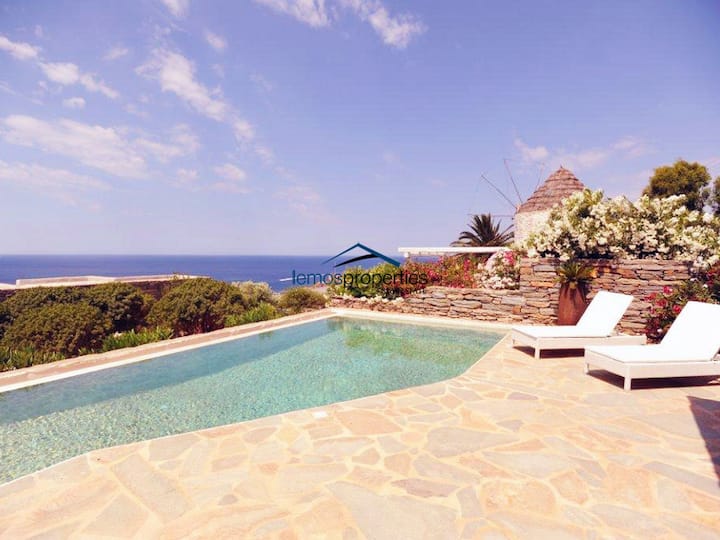 Unique Stone Villa In Koundouros With A Sea View. - Kea