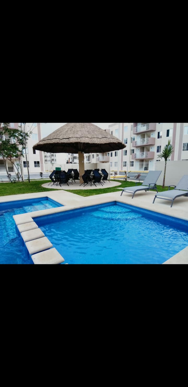 Departamento Completo En Privada, Piscina, Aire - Cancún