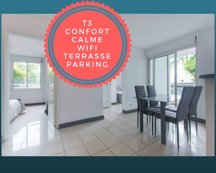 Appartement T3 (2 Chambres) + Varangue + Parking - Saint-Pierre