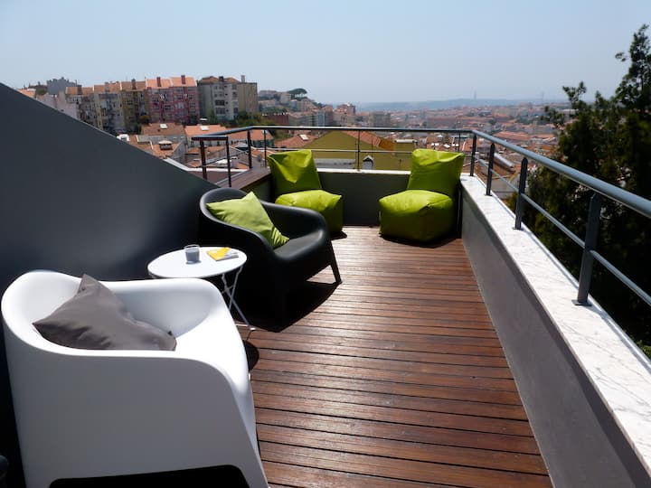 Terrasse Sur Le Toit Vue Panoramique Lisbon - Benfica