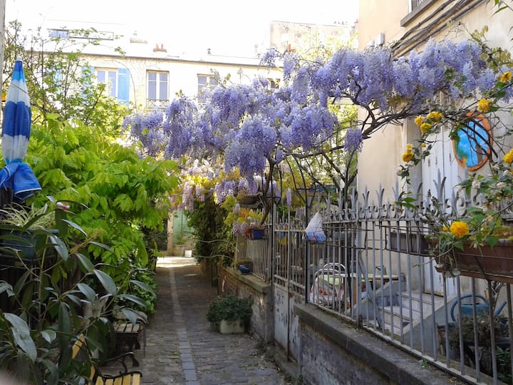 Appart 2pers  Cour Fleurie  7mnpèrelachaise - Quartier de Belleville