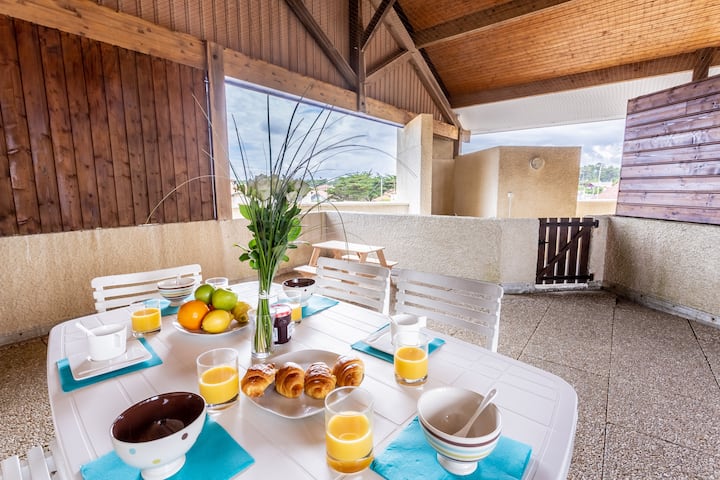 Charming 4-person Apartment 2 Steps From The Ocean - Terrace -Parking - Landes