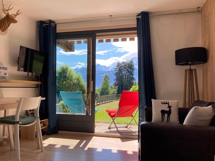 La Marmotte: Vue Mont Blanc, Terrasse, Parking - Cordon