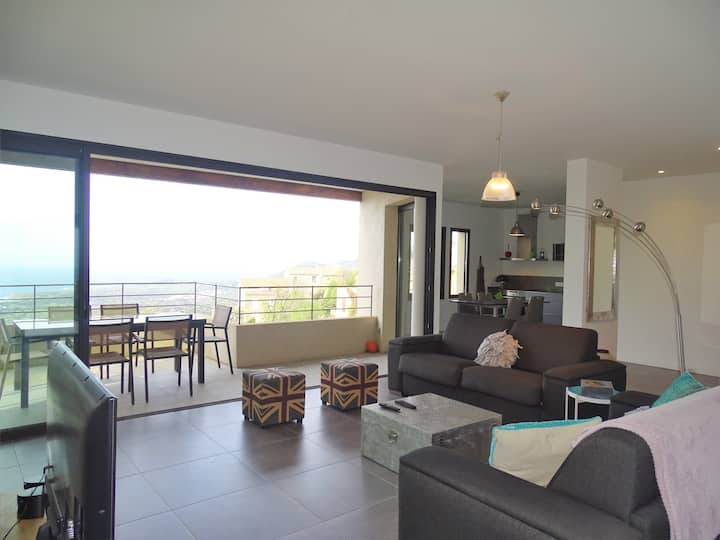 Panoramic View 3 Bedroom 2sdb Private Pool & Petanque, Air Conditioning, Wifi - Algajola