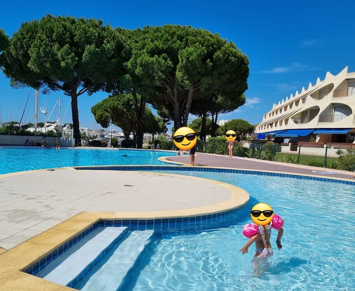 Exclu ! Studio-piscine-vue Mer, 1 Min De La Plage - Le Grau-du-Roi