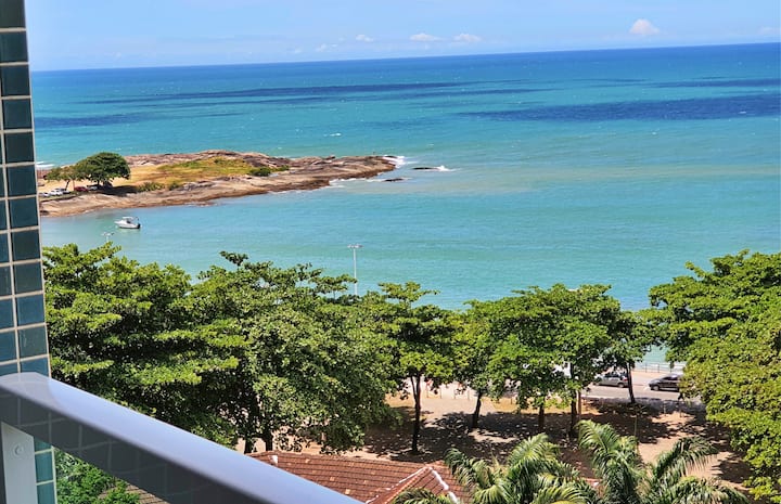 Apto 3q Frente Areia Preta Com Ar, Wifi, Garagem - Guarapari