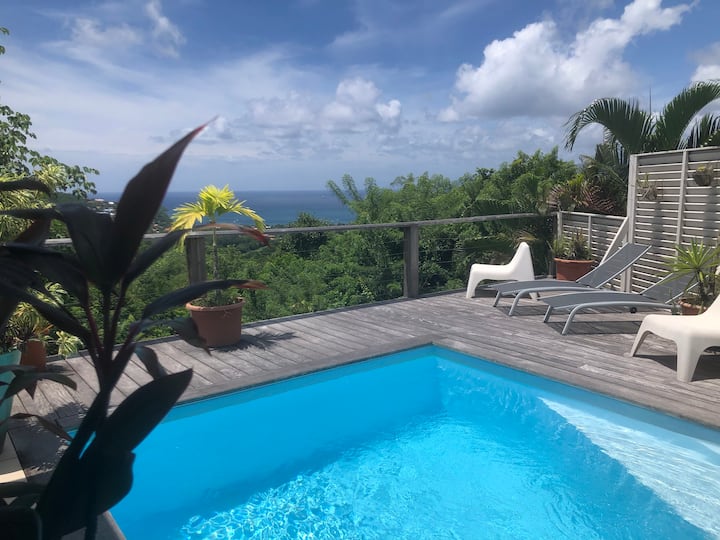 Bungalow Avec Piscine 3 Ilets Vue Mer Des Caraïbes - Martinique