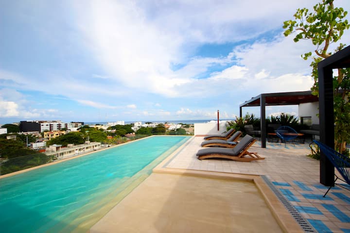 Appart. Proche Plage, Rooftop, Piscine, Vue Mer. - Playa del Carmen