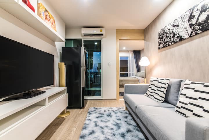 Cozy Quiet Room Near Bts Bangchak Wifi Pool Gym - Thaïlande