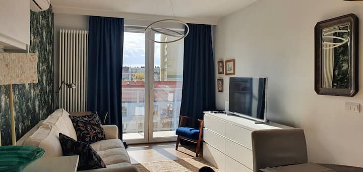 Uroczy Apartament 2 Sypialnie, Taras, Parking - Wrocław