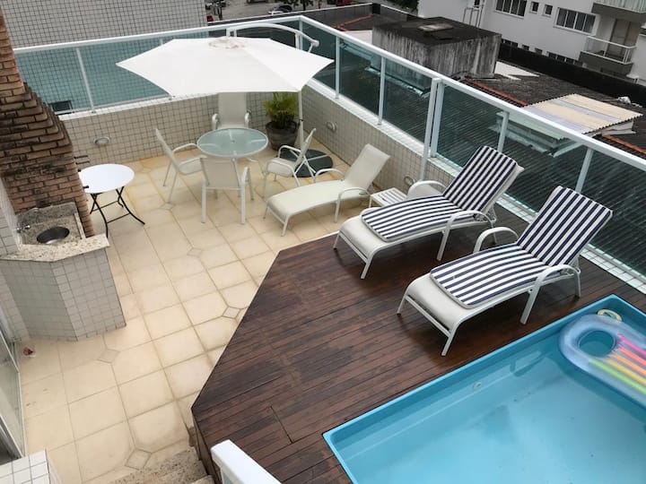 Cobertura Duplex ,Enseada,piscina,80m Do Mar - Guarujá