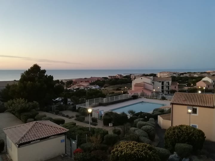St-pierre-la-mer, Agréable T2, Vue Imprenable Mer - Vendres